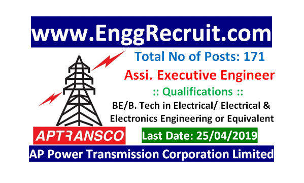 APTRANSCO Recruitment 2019 for Assistant Executive Engineer - 171 Posts